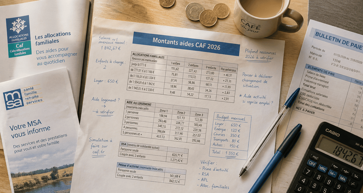 Aides CAF 2026 : montants et plafonds revalorisés
